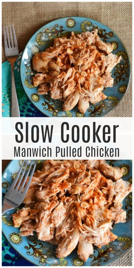 2-Ingredient Manwich Slow Cooker Pulled Chicken - Savvy Saving Couple