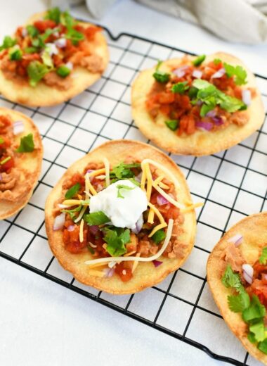 Easy Refried Beans Tostada Recipe - Savvy Saving Couple