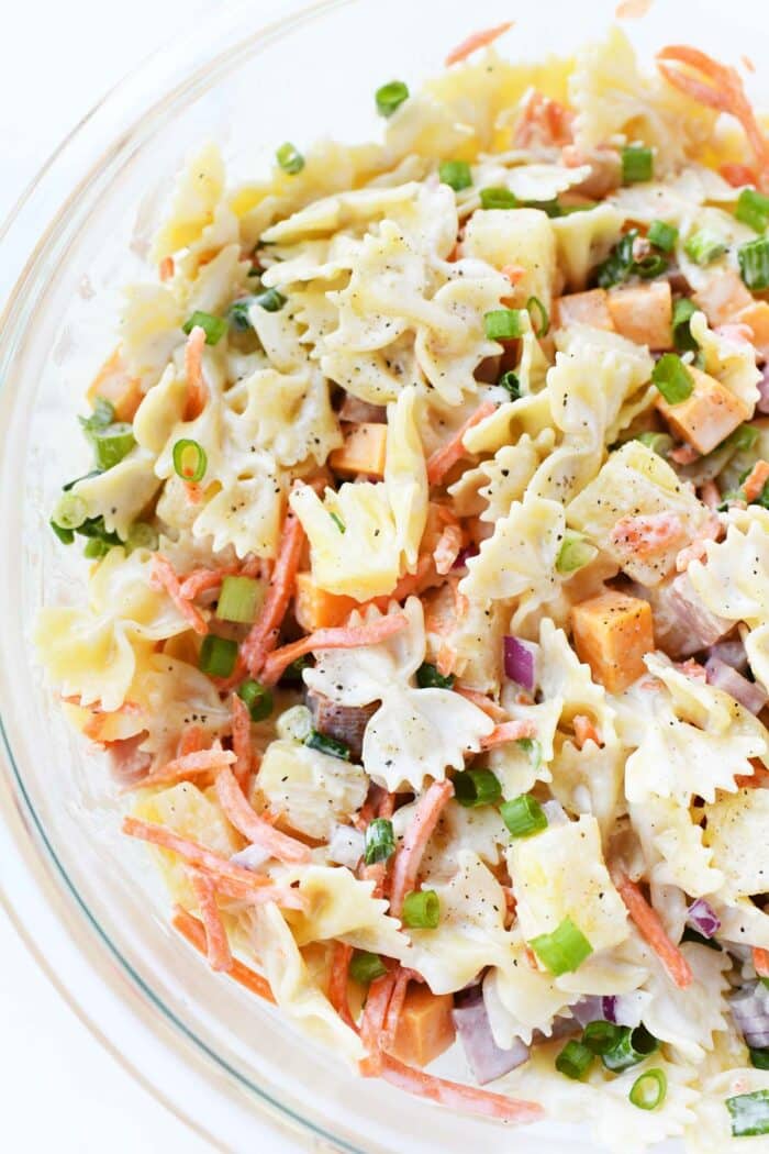 Pineapple Pasta Salad with Ham - Savvy Saving Couple