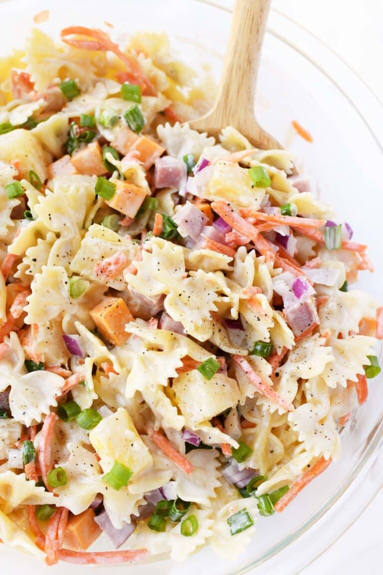 Pineapple Pasta Salad with Ham - Savvy Saving Couple