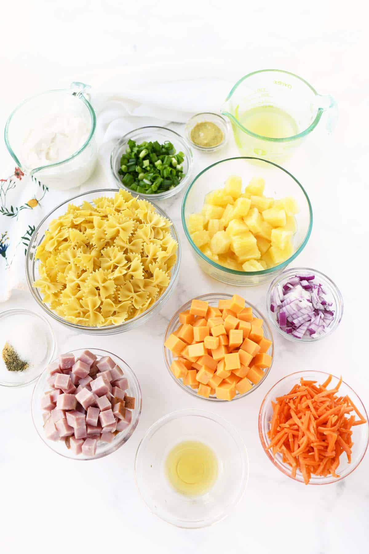 Pineapple Pasta Salad with Ham - Savvy Saving Couple