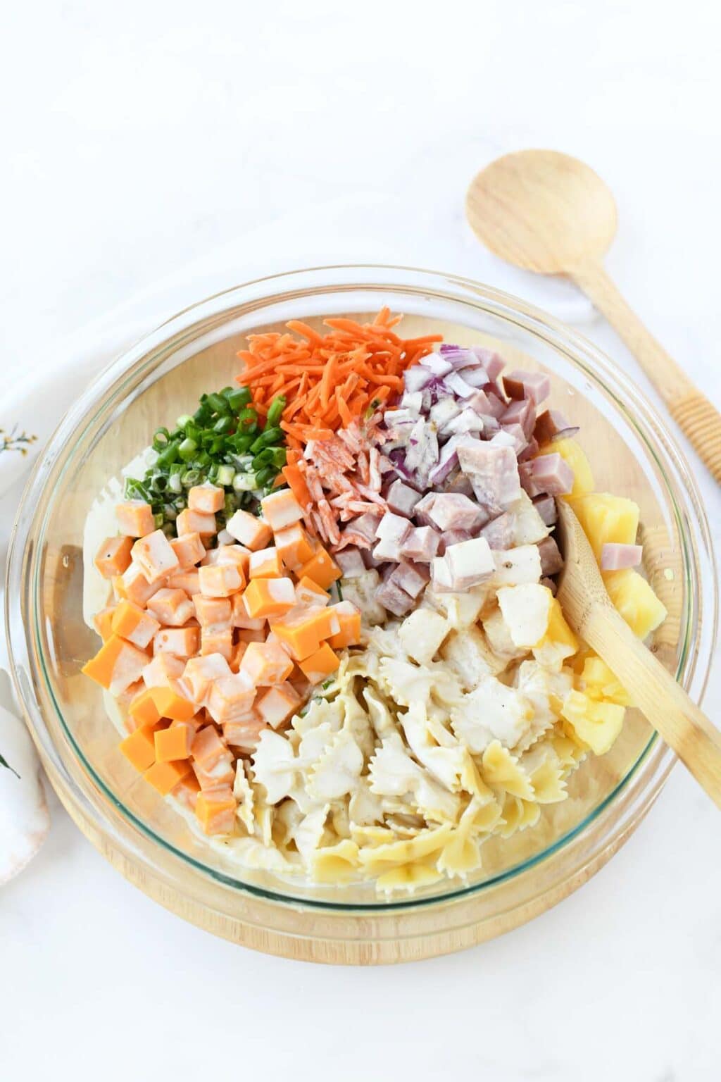 Pineapple Pasta Salad with Ham - Savvy Saving Couple