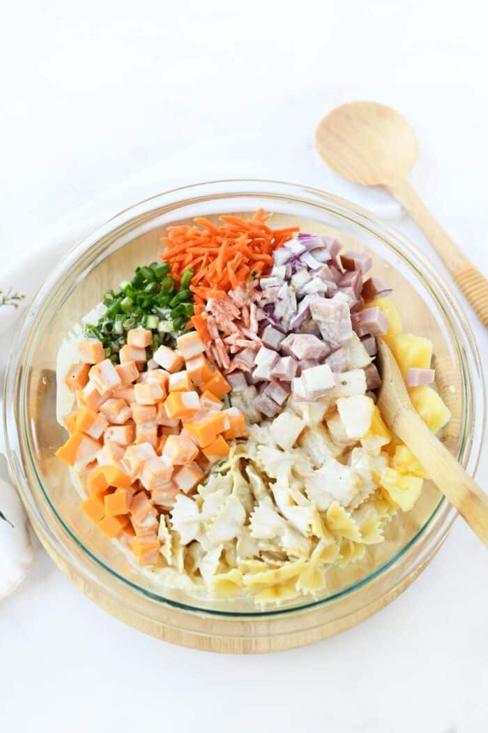 Pineapple Pasta Salad with Ham - Savvy Saving Couple
