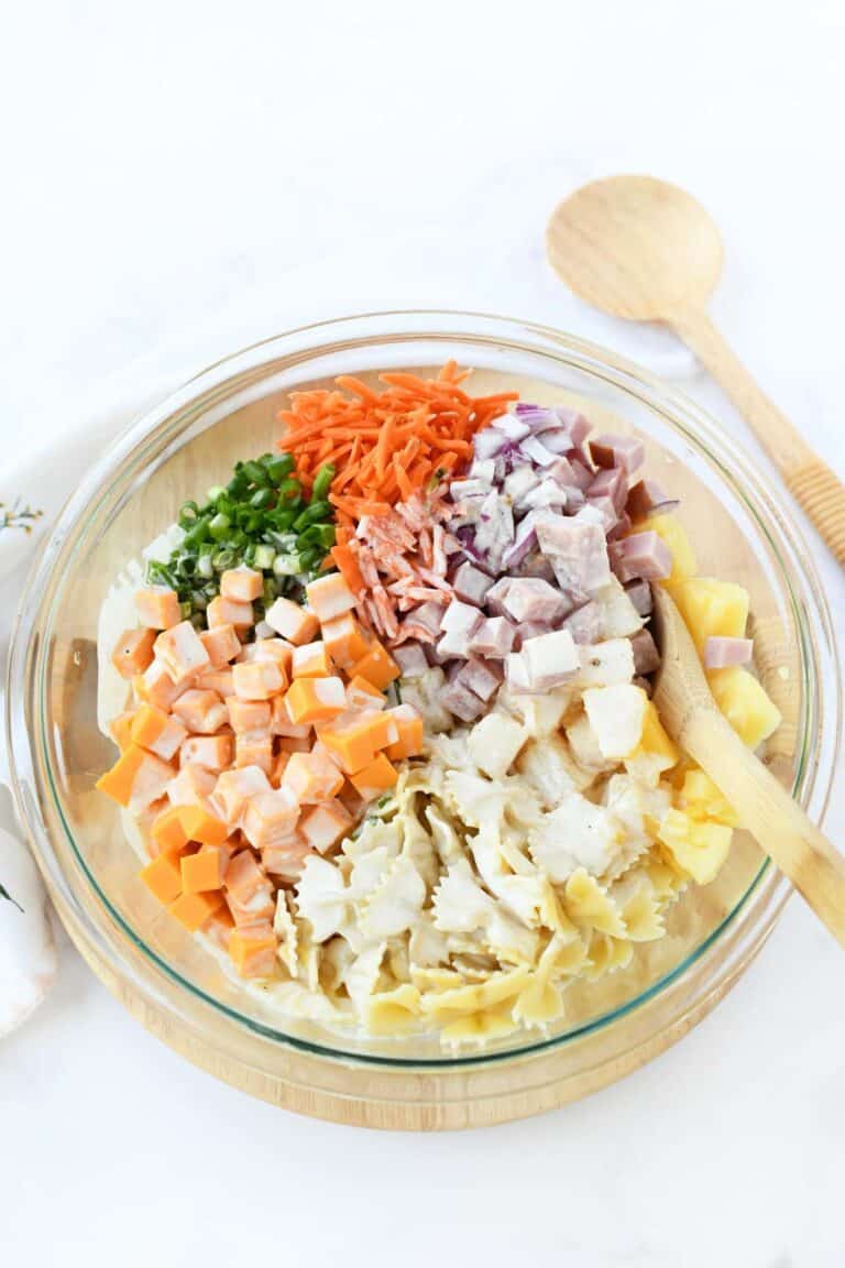Pineapple Pasta Salad with Ham - Savvy Saving Couple