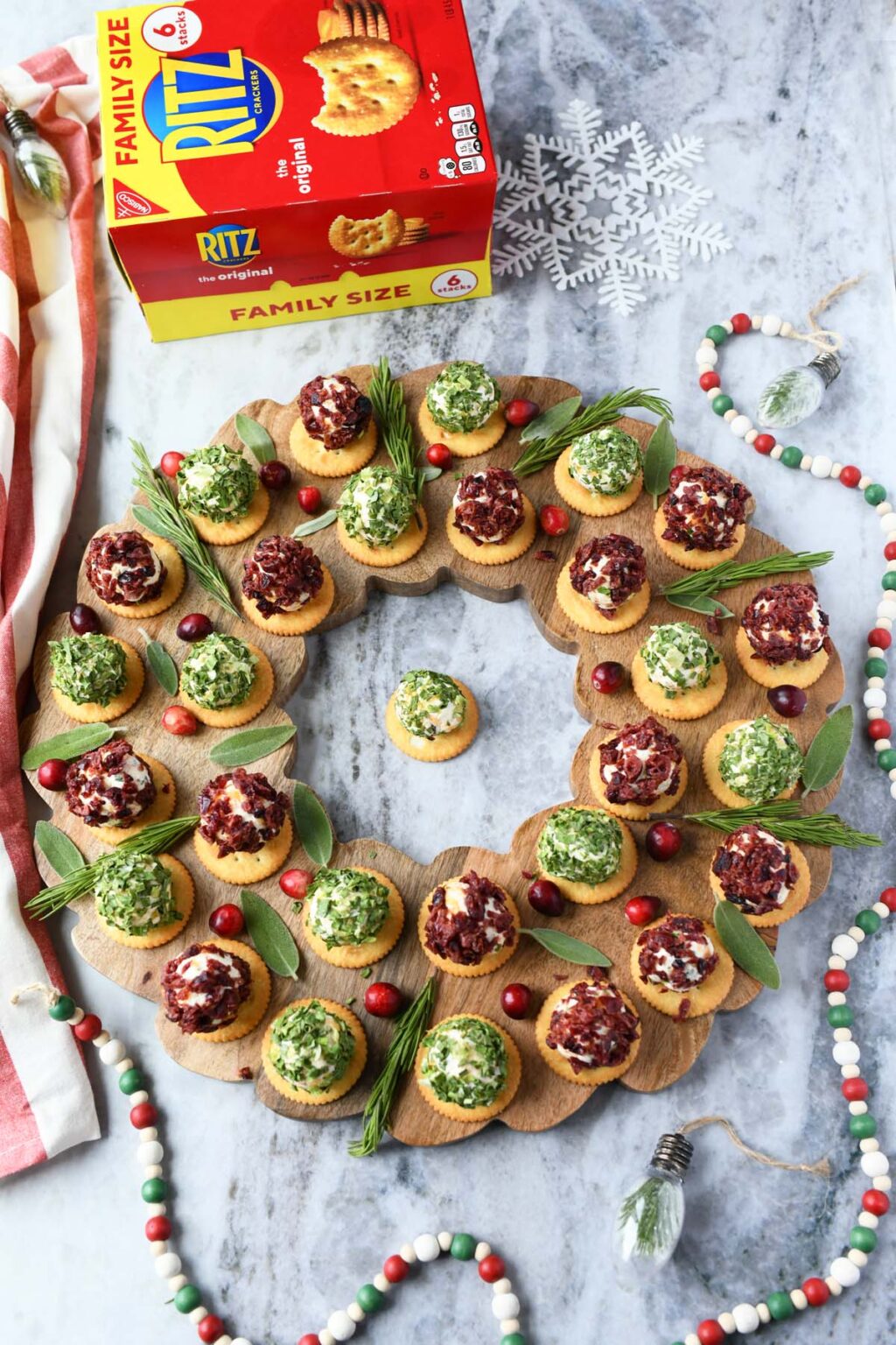 Mini Christmas Cheeseballs on RITZ Crackers - Savvy Saving Couple